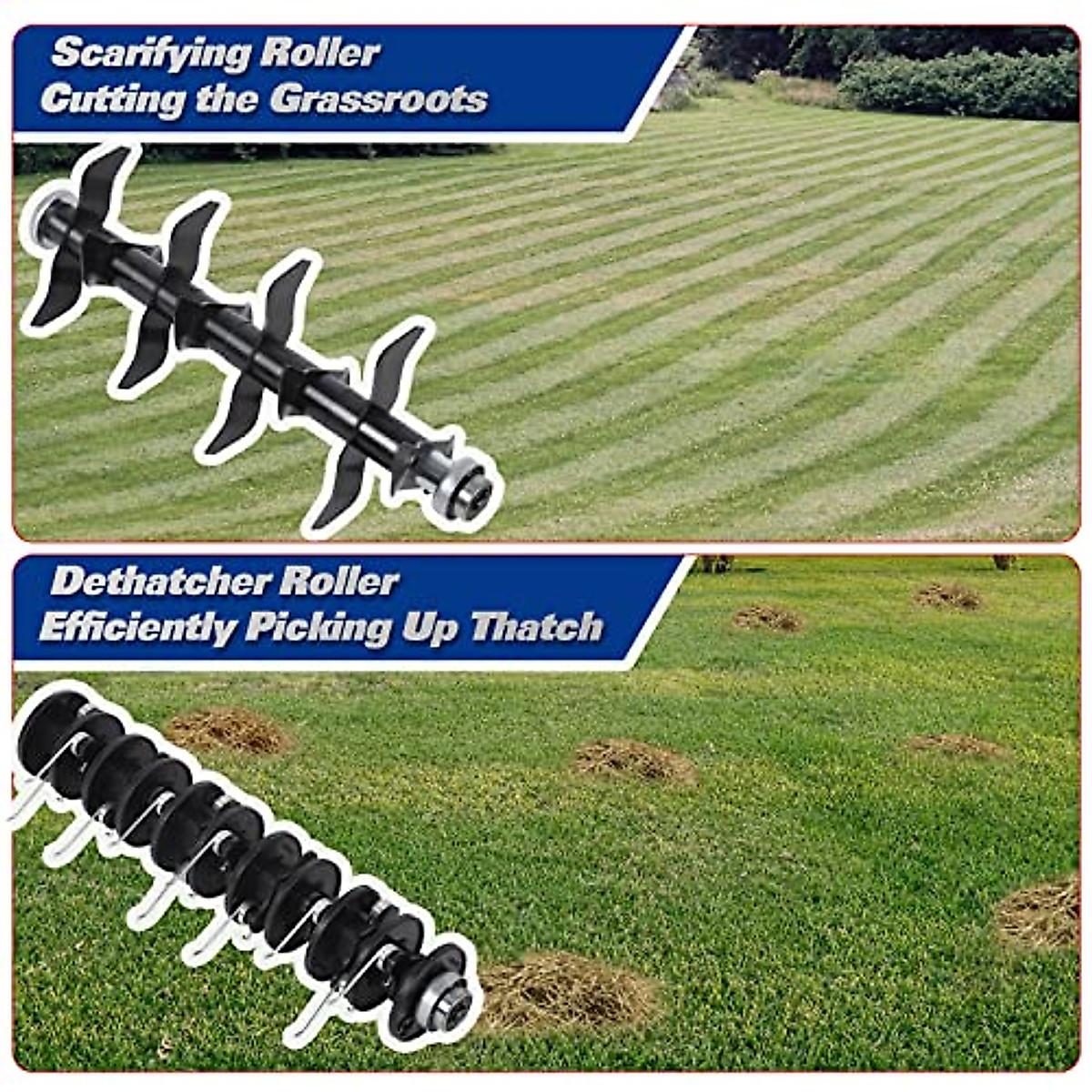 BILT HARD Dethatcher Scarifier Electric Powered, 12 Amp Copper Motor 13 inch Raking Width, 8 gal Thatch Bag, 2 in 1 Walk Behind Thatch Removing Machine for Lawn