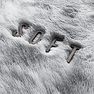 Hutha 6x9 Large Area Rugs for Living Room, Super Soft Fluffy Modern Bedroom Rug, Tie-Dyed Light Grey Indoor Shag Fuzzy Carpets for Girls Kids Nursery Room Home Decor