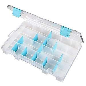 ArtBin 6847AG Medium Anti-Tarnish Box with Removable Dividers, Jewelry & Craft Organizer with Anti-Tarnish Technology, [1] Plastic Storage Case, Clear with Aqua Accents