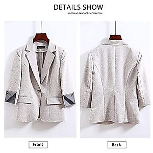 SUSIELADY Womens Notched Lapel Pocket Single Button Casual Work Office Blazer Jacket Slim Fit Blazer for Business Lady