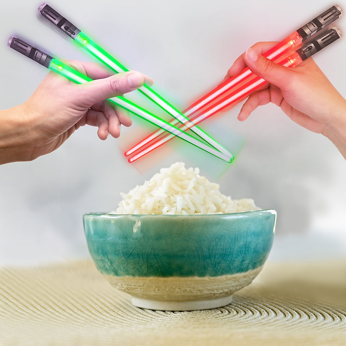 ChopSabers Lightsaber Led Light Up Chopsticks, Red/Green, Pair of 2