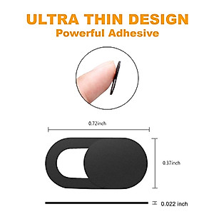 IMMINENT SECURITY Webcam Cover Slide - Ultra Thin with Strong Adhesive - Web Camera Cover Fits Most Devices - Protect Your Privacy (Black, Pack of 3)