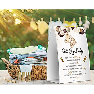 Don't Say Baby Set - One 5x7 Sign and 50 Mini Clothespins, Baby Shower Games, Baby Shower Decoration, Gender Neutral Baby Shower - MsJb041