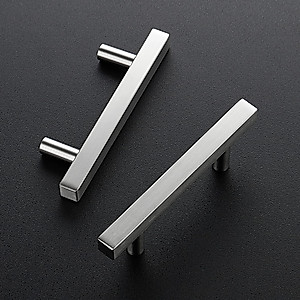 Ravinte 10 Pack 3 Inch Cabinet Pulls Brushed Nickel Sqaure Kitchen Cabinet Handles Silver Cabinet Hardware Stainless Steel Drawer Pulls 5 Inch Overall Length with Mounting Template