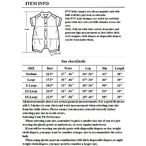 Haian Adult Baby PVC Snap Through Crotch Romper with Frills (Transparent Pink, X-Large)