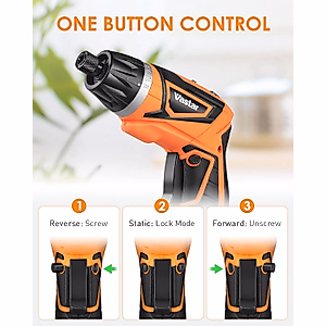 Vastar 7.2V Cordless Screwdriver, Electric Power Screwdriver Set With Rechargeable Battery & Pivoting Handle, 320RPM/10+1 Torque Small Automatic Screw driver Kit with 47Pcs Bits/LED Front Light
