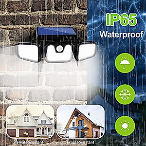 kuujojo Solar Lights Outdoor Garden, 2 Pack 74 LED / 3 Modes 270° Wide Angle Motion Sensor Outdoor Lights, IP65 Waterproof Solar Outdoor Lights, Security Flood Light for Patio Yard and Garage