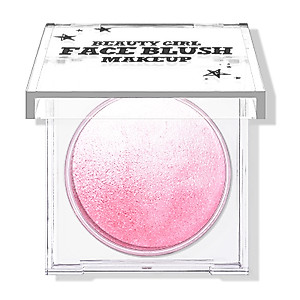 KYDA Pink Blush Powder, Pink Face Highlighter Baked Blush, Shimmer Blush for Natural Glowing Finish, Lasting Lightweight Buildable Easy To Blend-Pink