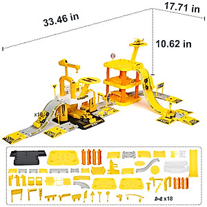TOY Life Construction Toys Set - Toy Construction Vehicles with Toy Trucks for 3 4 5 6 Year Old Boys - Toy Car Garage Construction Trucks for Kids Construction Toys with Race Track