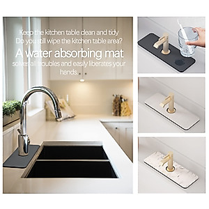 Splash Guard for Sink Faucet,Kitchen Faucet Absorbent Mat Sink Splash Guard Pad,Diatom Absorbent Fast Drying Faucet Sink Gadgets,for Kitchen, Bathroom, Countertop,Farmhouse, RV (White)