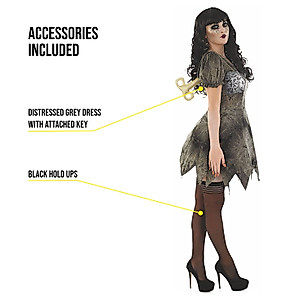 fun shack Womens Doll Halloween Costume, Creepy Doll Costume, Wind Up Doll Costume Women, Halloween Costumes Doll