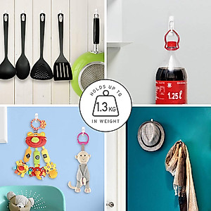 Command Medium Utility Hooks, Damage Free Hanging Wall Hooks with Adhesive Strips, No Tools Wall Hooks for Hanging Christmas Organizers, 2 White Hooks and 4 Command Strips