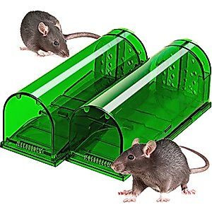 LULUCATCH Mouse Traps 2 Pack, Humane Mouse Trap, Live Catch Release, Easy to Set Live Mouse Traps, Effective Reusable Rat Traps for Indoor/Outdoor Use, Kids/Pets Safe.