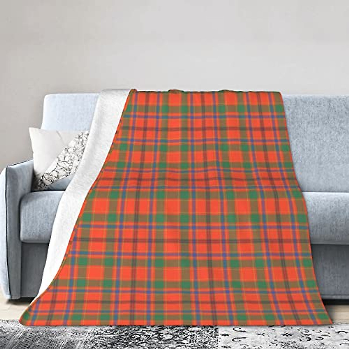 Throw Blanket Ancient Tartan of The Scottish Clan Munro Ultra Soft Lightweight Bed Blanket Quilt Durable Home Decor Fleece Blanket Sofa Blanket Luxurious Carpet for Men Women Kids 50"x40"
