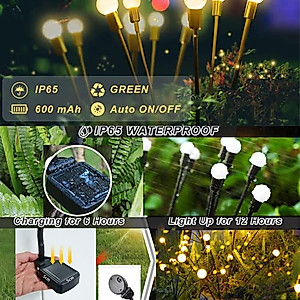 Merkia Solar Powered Garden Firefly Lights, New Upgraded 16LED Swaying Solar Lights Waterproof, Two Luminous Modes Solar Outdoor Lights, Yard Patio Pathway Decoration