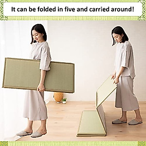 EMOOR Japanese Traditional Tatami Mat Twin-XL, Natural (Undyed), Made in Japan Tatami Floor Mats