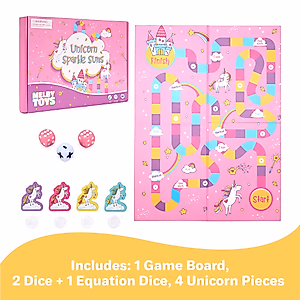Melby Toys Unicorn Sparkle Sums I Kindergarten Math Games for Kids Ages 4-8 I Math Manipulatives 1st Grade I Addition and Subtraction Games