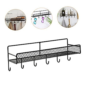 Cabilock 1pc Wrought Iron Storage Mounted Shelves Floating Shelf Wall Mounted Kitchen Wall Rack Shelf Holders Pegs Wall Mount Shelves Wall Mounted Storage Rack Black