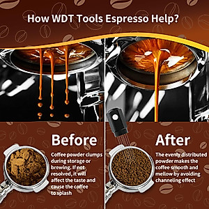 Espresso Distribution Tool WDT Tools - Espresso Needles Coffee Stirrer with Magnets and Stand & Stainless Steel Measuring Spoons with 2Tablespoon for Coffee Beans, Tea, Milk Powder and More (Golden)