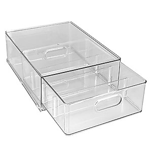 oceanside Drawer Storage Box, Multifunctional Stackable Storage Container for Toothpaste Hairspray Soap Makeup Wipes Facial Tissue(6L)