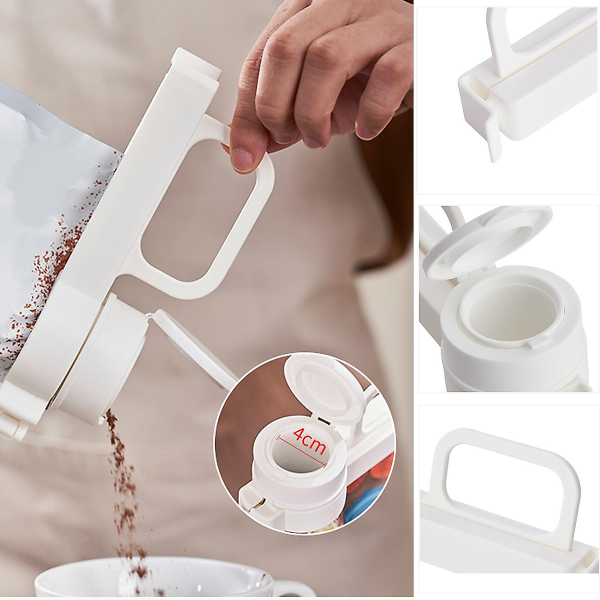 RIYUNE Food Bag Sealing Clip With Pour Spout,Seal and Pour Bag Clip,Snack Clips That Pour,Chip Bag Clips,Seal Pour Food Storage Bag Clip for Snack,Oatmeal,Coffee,Potato Chips (3PCS)