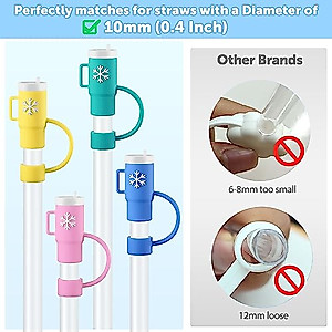 10mm Straw Covers Cap Topper for Stanley Cups, 8PCS Reusable Silicone Straw Covers Topper for Stanley 30 Oz 40 Oz Tumbler with Handle, Mini Cup Straw Cover Dispenser Tips for Stanley Cups Accessories