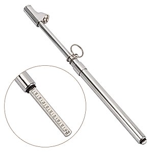 Measureman Heavy Duty Dual Head Truck Tire Gauge, Solid Brass Body, Aluminum Slide, with Hook, Range 10-150psi