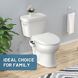 PIKETS Bidet Attachment for Toilet, Dual Nozzle (Frontal and Rear Wash) Non-Electric Fresh Water Bidet Toilet Seat Attachment with Nozzle Self Cleaning, Adjustable Water Pressure (Black)