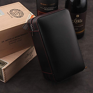 Galiner Cigar Humidor Travel leather Case Cedar Wood Portable Cigar Box Removable Cedar Tray Black Gift Box