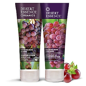 Desert Essence Italian Red Grape Shampoo - 8 Fl Ounce - Pack of 3 - Protection For Color Treated Hair - Antioxidants - Healthier & Smoother - Vitamin B5 - Sugar & Coconut Oil Cleansers