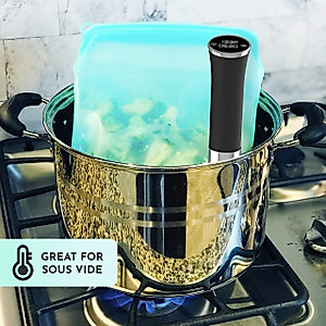 SWOOFE Reusable Silicone Food Bag | Half Gallon 66 Oz (Sea) | Eco-Friendly | Plastic Free Large Storage Bag | Great for Cooking, Sous Vide, or Freezer use | Leakproof, Dishwasher-Safe.