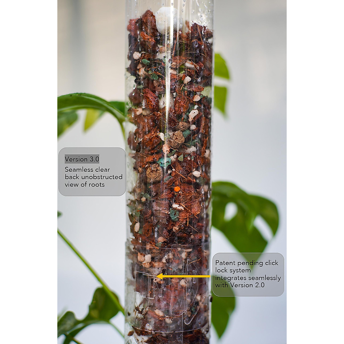 THICCLY Medium 3.0 GrowPole (5 Piece Set) Front Opening Plastic Moss Poles for Monstera