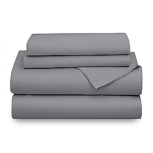 SUPREME ELEGANCE Hotel Luxury Cotton Blend Mist Gray Sheet Set Queen Size, 1200 Thread Count Ultra Soft Sateen Sheet Set, Moisture Wicking & Wrinkle Resistant, Easy Care Fall Bedding Set