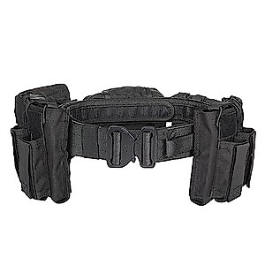 YAKEDA Tactical Battle Belt 7 in 1 Tactical Duty Belts Law Enforcement Police Security Utility Belt with Pouches (Black)