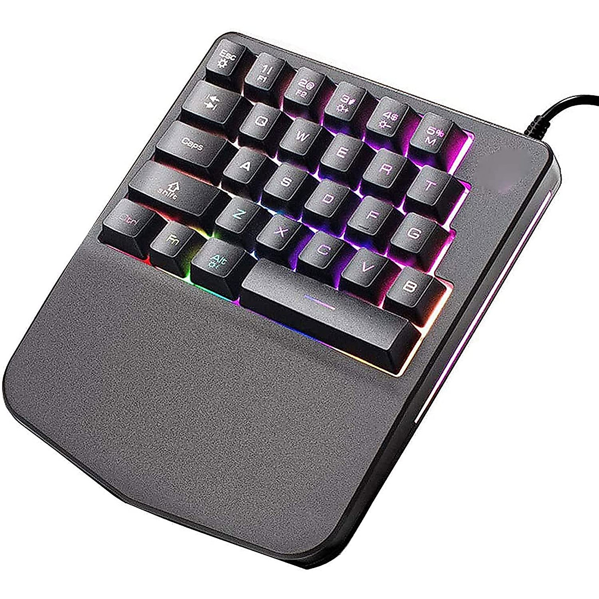XYLXJ K11 Portable Gaming Keyboard 28keys, One-Hand Mechanical Gaming Keypad, With Wide Hand Rest Backlit for PC Game