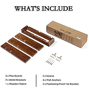 yaqew Variable Floating Shelves Wood Set of 4, Bathroom Shelves 28.35" Max, Rustic Shelves for Wall, Wall Shelves for Living Room Bedroom Farmhouse - Burnt Walnut Color - 28.35" x 23" x 4.3" Max