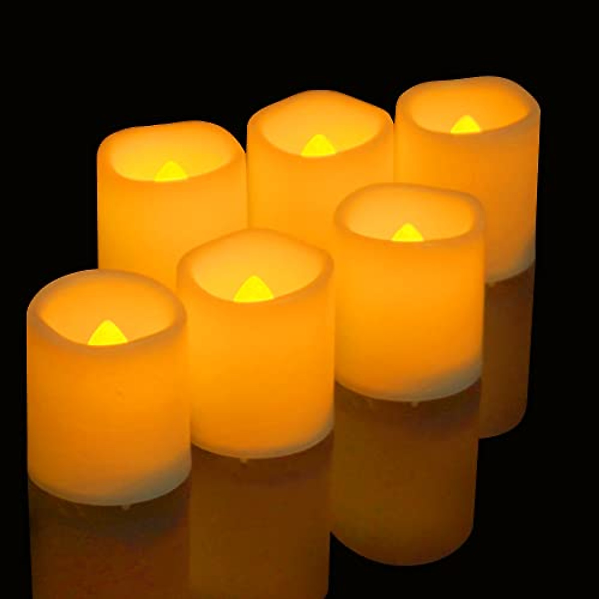 6 Pack Flameless Votive Candles LED Flickering Electric Fake Candle Battery Operated Tea Lights with Built-in Timer for Home Garden Wedding Party Wedding Table Halloween Christmas Decorations