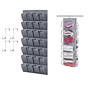 KEETDY 28 Large Pockets Over The Door Shoe Organizer and 12 Large Clear Pockets Hanging Shoe Organizer