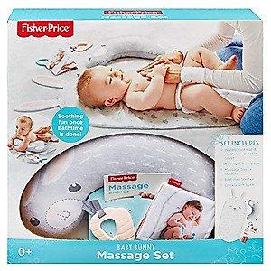 Fisher-Price Baby Bunny Massage Set, newborn playmat, tummy time wedge, and soothing massage guide for newborn babies from birth & up