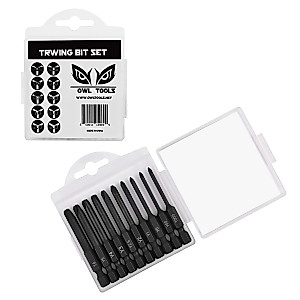 Owl Tools TriWing Bit Set (10 Pack - 2.3inches Long Magnetic Heads) In the Following Tri Wing Bits Screwdriver Sizes: Y000, Y00, Y0, Y1, Y2, Y2.5, Y3, Y4, Y5, and Y6