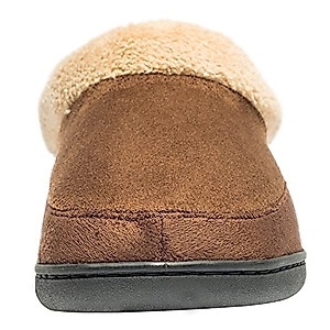 NewDenber NDB Men's Warm Memory Foam Suede Plush Shearling Lined Slip On Indoor Outdoor Clog House Slippers (9-10 D(M) US, Dark Brown)