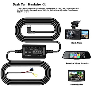 ATYFUER Dash Cam Hardwire Kit GPS Charger Cable GPS Navigator Charger Cable Mini USB Hard Wire Kit Dash Cam Power Cable for 12V Car and 24V Truck（11.5ft）