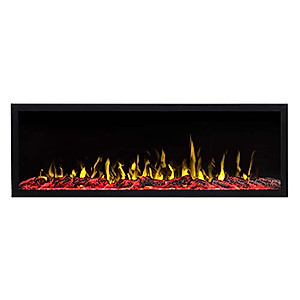 Touchstone 80049 - Indoor/Outdoor Sideline Elite Smart WiFi-Enabled Electric Fireplace - 60 Inch Wide - in-Wall Recessed or Wall Mount - Realistic 6 Color Flame - No Heat - Log & Crystal