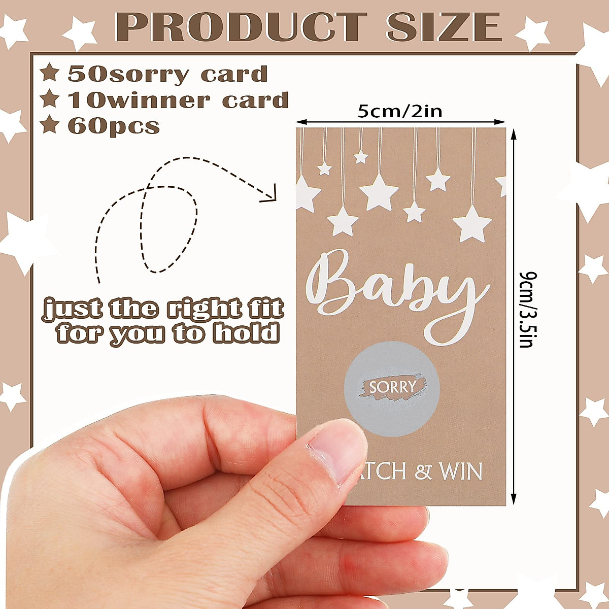 60 Pcs Baby Shower Games Rustic Baby Shower Scratch off Cards Baby Shower Raffle Ticket for Baby Shower Party Games Activity Supplies Birthday Wedding Favor