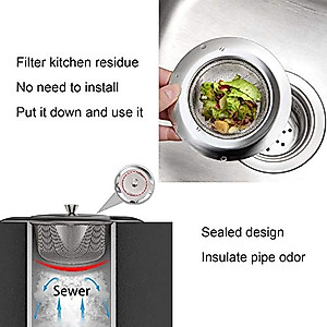 Kitchen Sink Strainer, Large Diameter Stainless Steel Sink Drain Plug Filter with Lid, Suitable for Bathrooms Basket Catcher Cover Home Housewarming Gifts (2PCS)