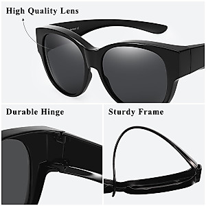 Br’Guras Oversized Polarized Fit over Sunglasses Over Glasses for Men and Women (Black, Black)