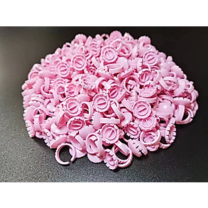 300PCS Glue Rings Lash Rings,Smart Glue Rings for Eyelash Extensions,Disposable Rings Glue Cups for False Eyelash Extension Supplies, Lovely Blooming Lash Eyelash Glue Holder Volume Lashes Fan,Pink