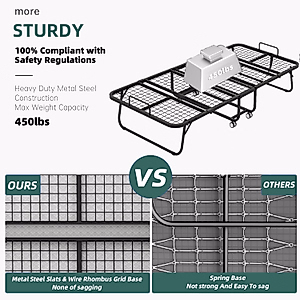 Espsilto Folding Bed with Mattress, Fold up Bed Cot Size 75" x 31" Portable Bed with Memory Foam Mattress, Foldable Bed for Guest, Rollaway Bed for Adults