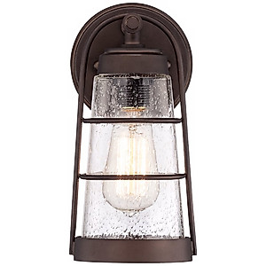 Franklin Iron Works Averill Park Farmhouse Rustic Outdoor Wall Light Fixture Oil Bronze Metal 10 1/4" Clear Seedy Glass Exterior House Porch Patio Outside Deck Garage Yard Front Door Garden Home