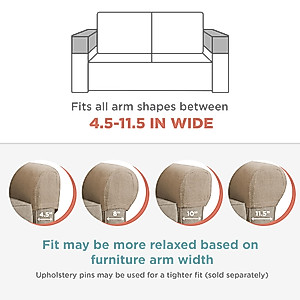 Zenna Home Pixel 2-Piece Stretch Furniture Arm Covers Armrest Protectors, Sand